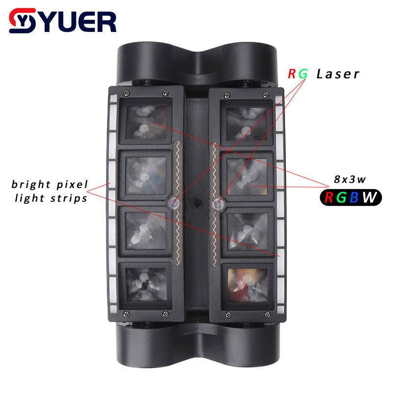 YUER™️ LED 8x6w RGBW With RG Laser Beam Pixel Strip Spider Moving Head ...