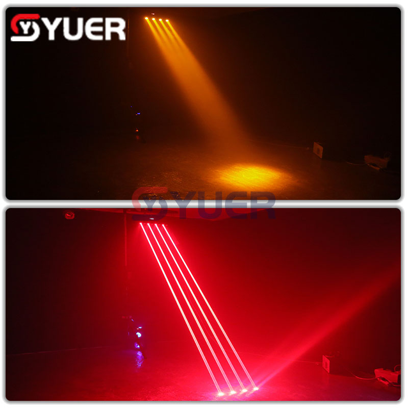 YUER™️ LED 4x5w Amber RED Laser Beam Strobe Flow Line Effect DMX 8/17C ...