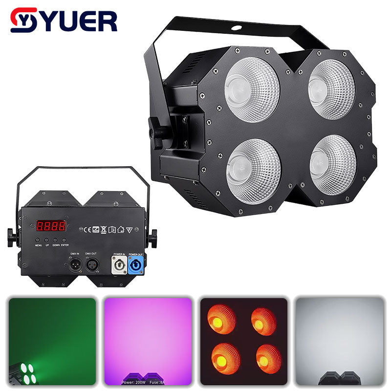 YUER™️ NEW Mold 4 Eyes 200W LED RGBW 4IN1 COB Full Color Lighting 4X50 ...
